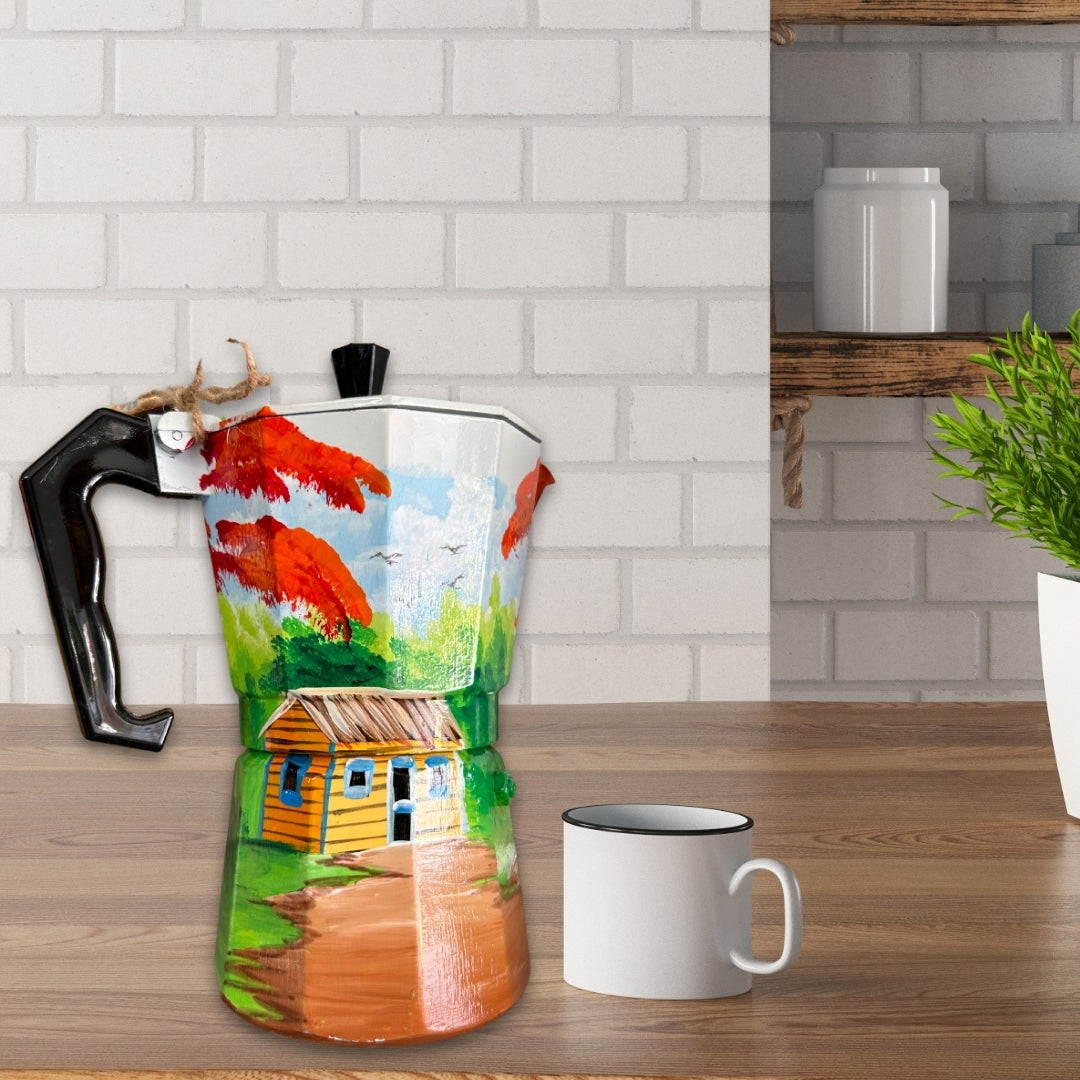 Greca dominicana con pintura de paisajes campestres - 6 tazas – Buy ...