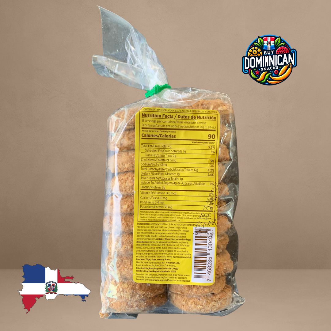Molino del Sol Whole Wheat Oatmeal Cookies 308g – Buy Dominican Snacks ...