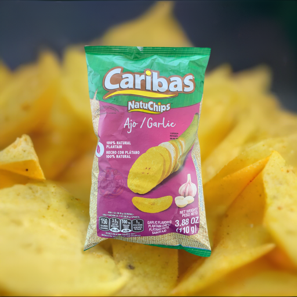 100% Dominican Caribas Natuchips Garlic Plantain Chips 110g - Plátano ...
